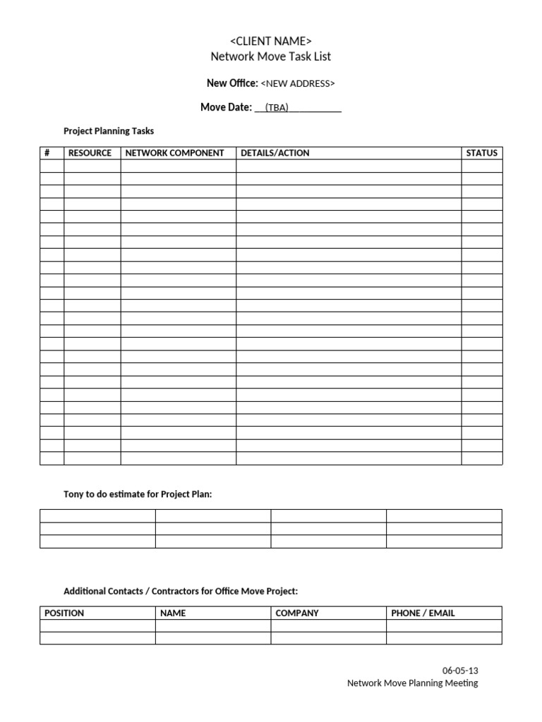 CLIENT Office Move Project Plan | PDF