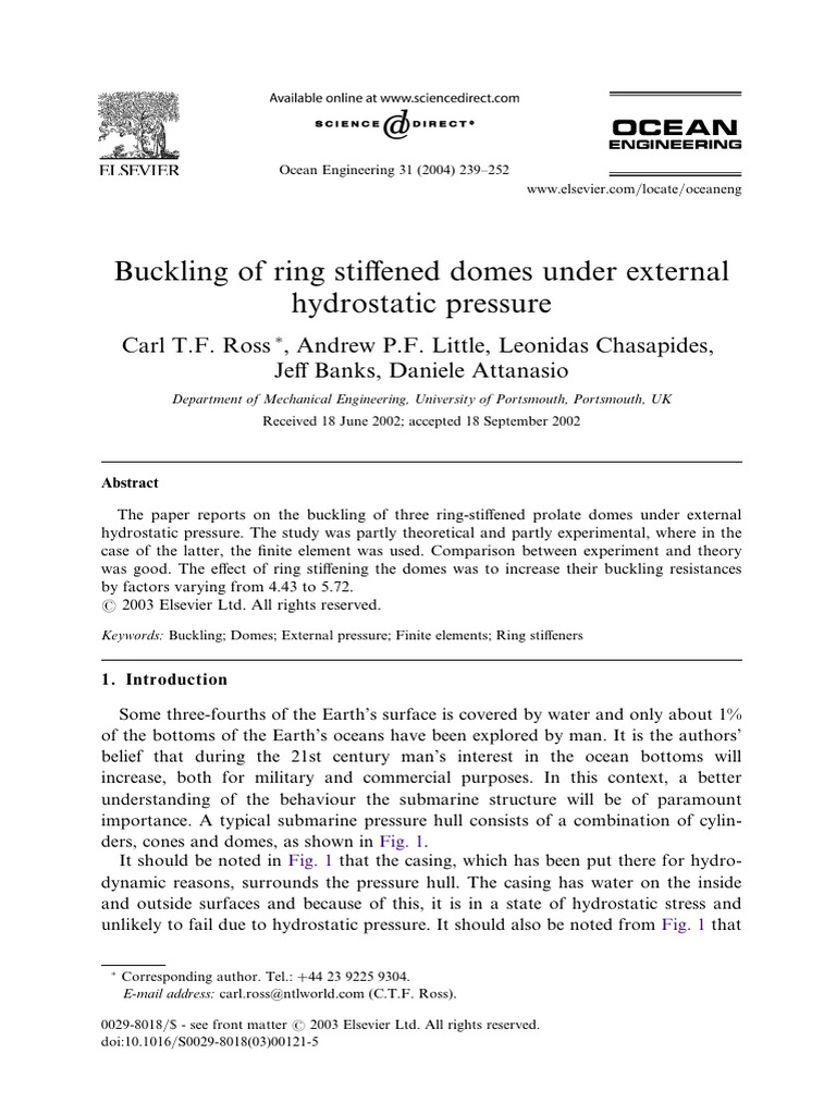 Buckling of Ring Stiffened Domes Under External | PDF | Stress ...