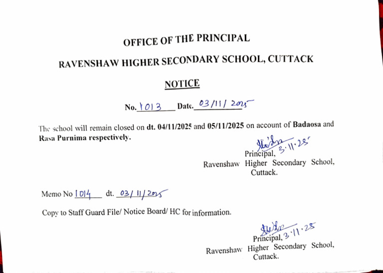 Holiday Notice | PDF