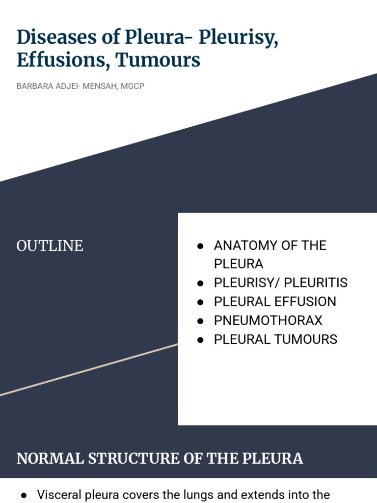 Diseases of Pleura - Pleurisy, Effusions, Tumours - 250929 - 123308 | PDF | Lung | Diseases And ...
