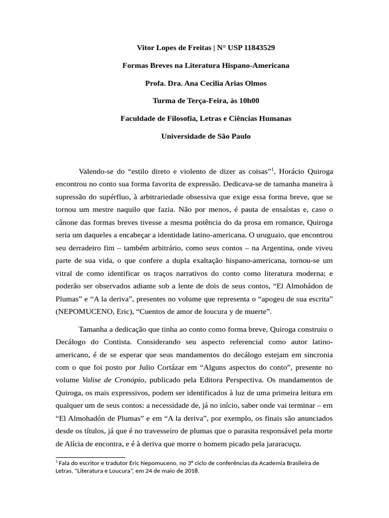 Trabajo Práctico 1 - Vitor Freitas - 11843529 | PDF | Contos | Tempo