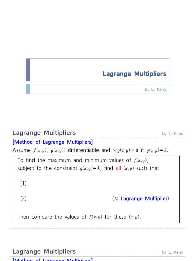 Lagrange Multipliers Explained | PDF | Systems Analysis | Mathematics ...