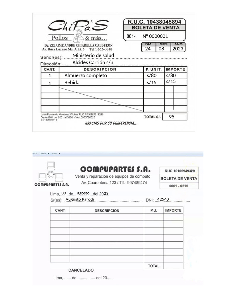 Boleta de Venta Esquema | PDF