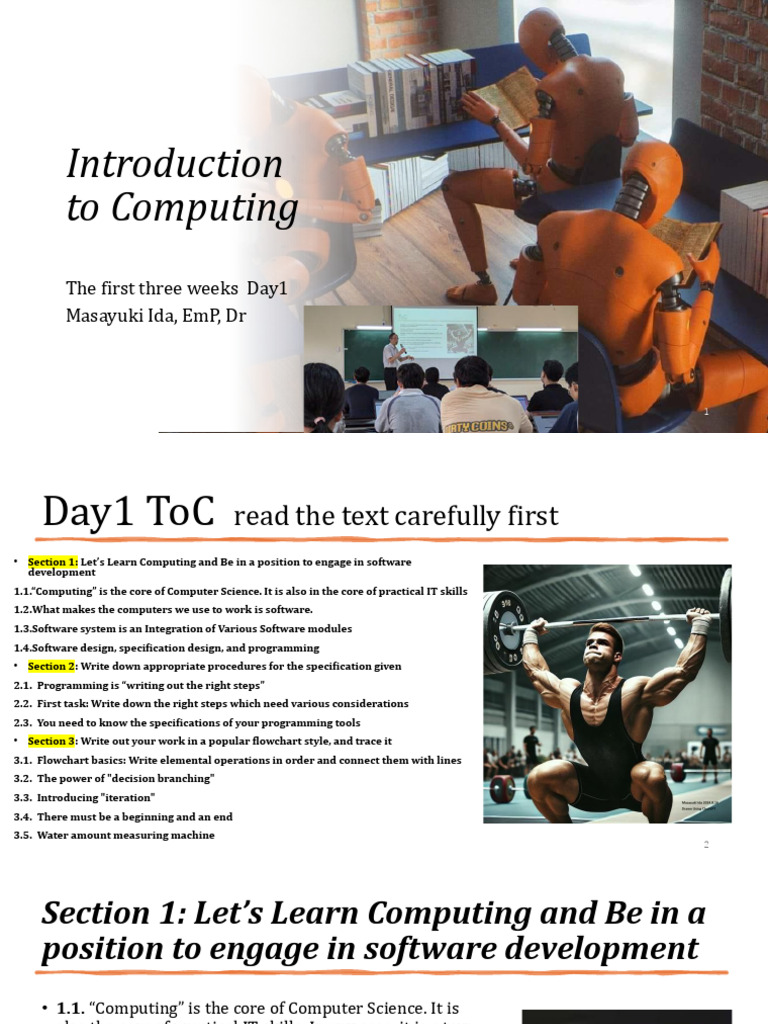 Intro To Computing Day 1 | PDF | Computer Programming | Computer Science