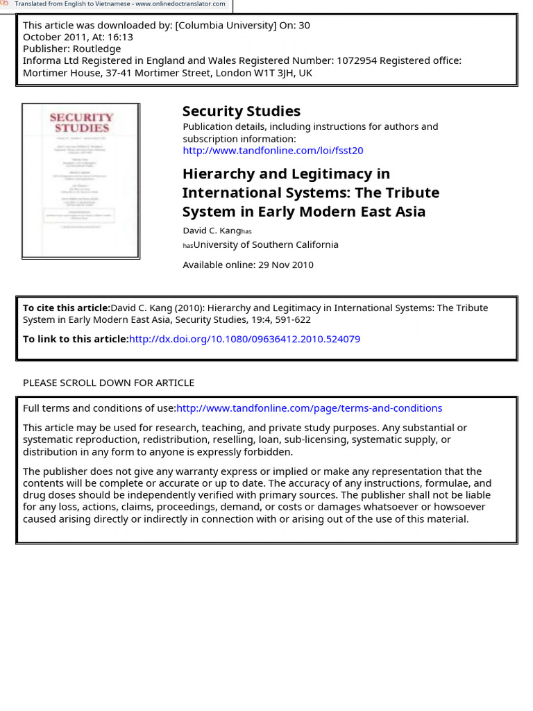 The Tribute System in Early Modern East Asia | PDF | Hegemony | China
