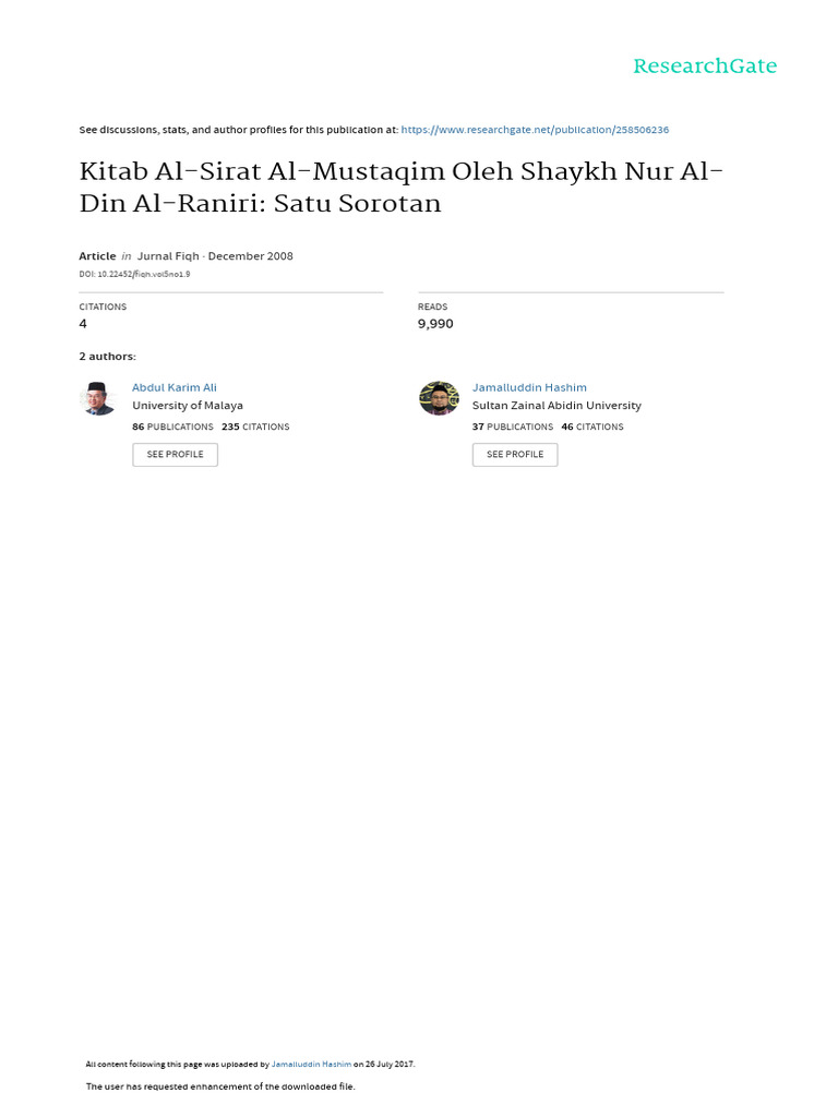 Kitab Al Sirat Al Mustaqimsatusorotan | PDF