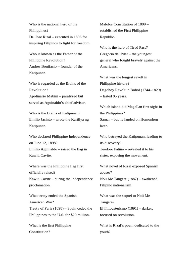 Key Figures and Events in Philippine History | PDF | Philippines