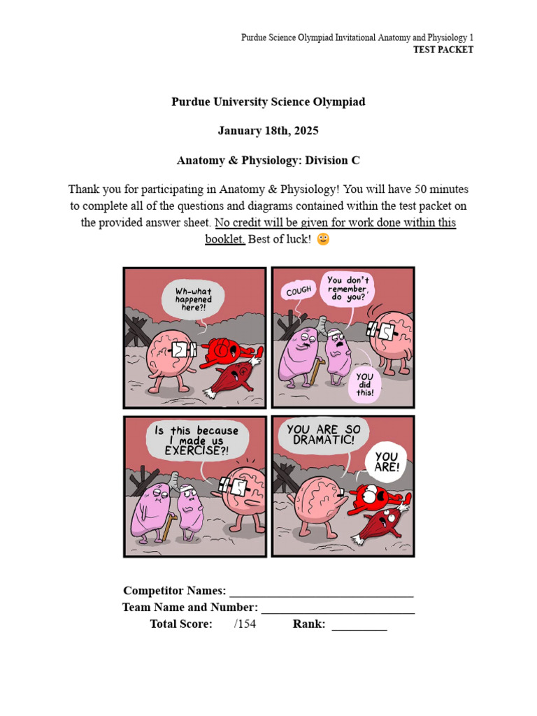 Purdue Anatomy & Physiology Test Packet | PDF | Skeletal Muscle | Skeleton
