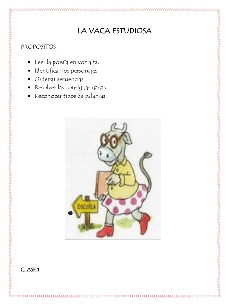 ACT LA VACA ESTUDIOSA DE MARIA ELENA WALSH | PDF | Adjetivo | Sustantivo