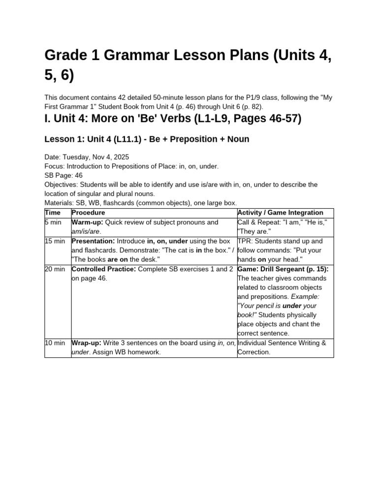Grade 1 Grammar Lesson Plans P1 9 | PDF | Subject (Grammar) | Noun