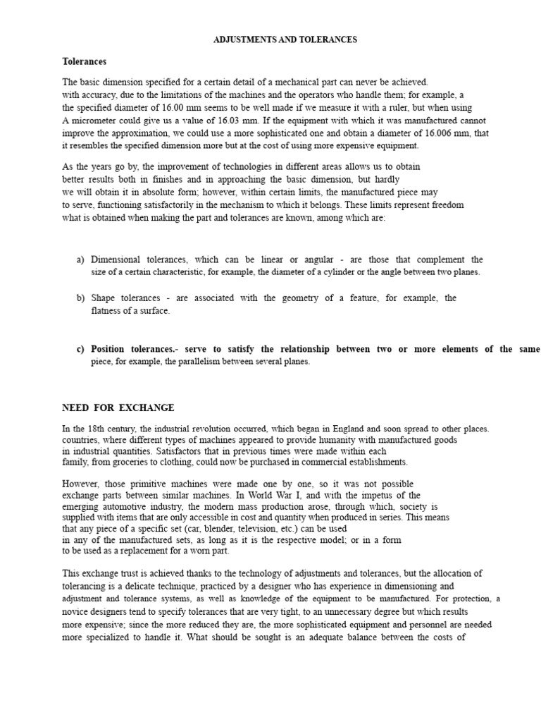 Adjustments and Tolerances (Drawing) | PDF | Engineering Tolerance ...