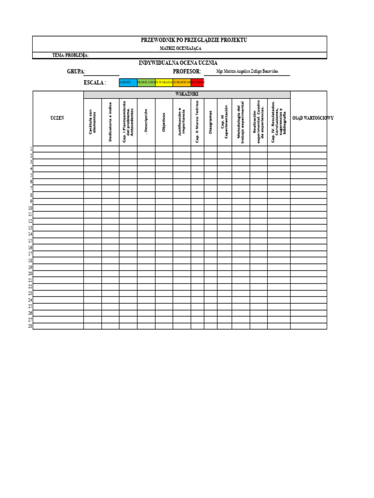 Rubryka Do Oceny Projektu | PDF