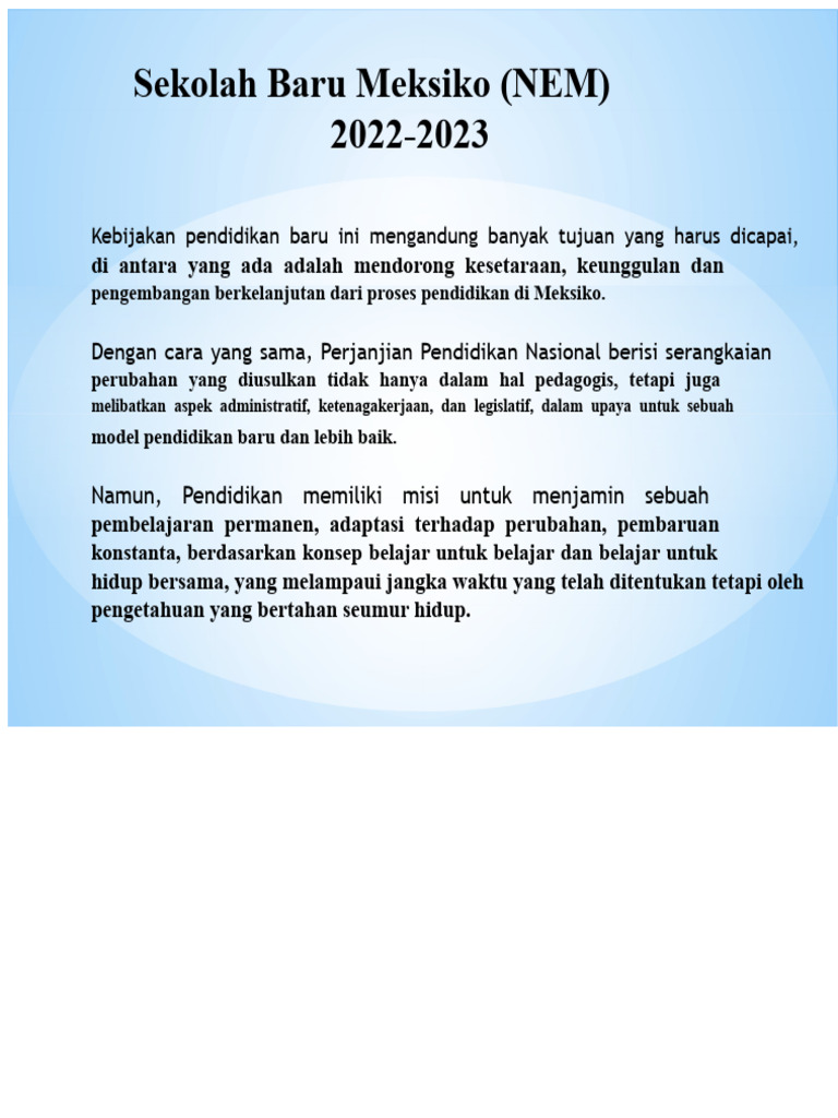 Sekolah Baru Meksiko (NEM) 2022-2023 | PDF