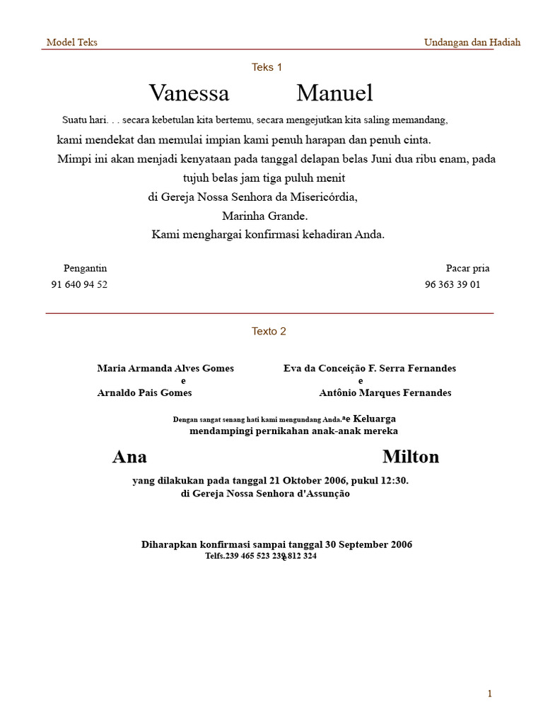 Undangan Pernikahan Kreatif 2006 | PDF
