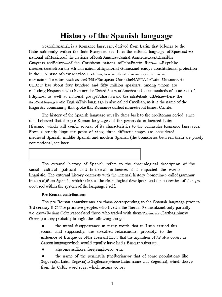 History of The Spanish Language | PDF | Spanish Language | Grammatical ...