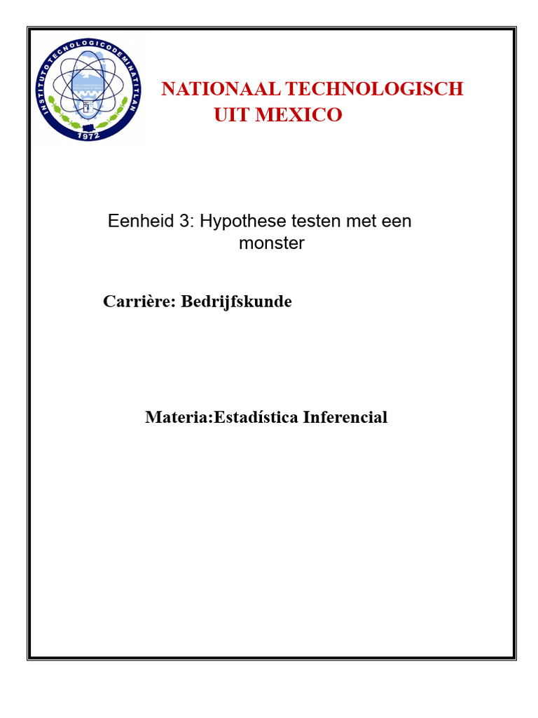 Eenheid 3 HYPOTHESE TESTEN MET EEN MONSTER | PDF