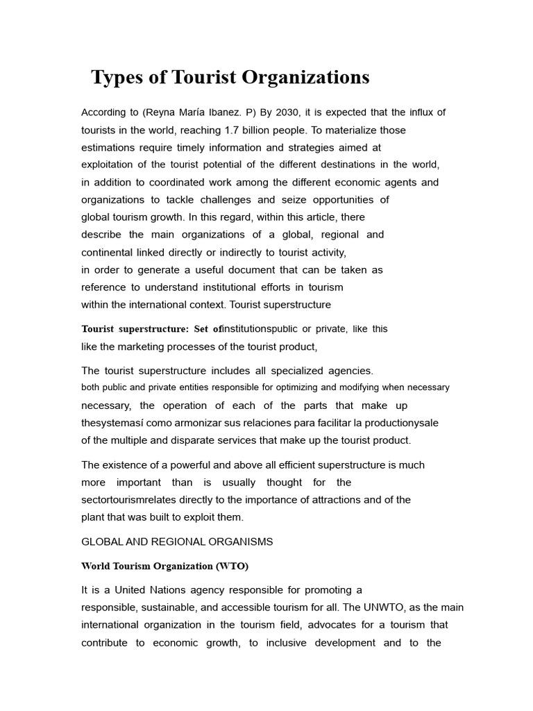 Types of Tourist Organizations | PDF | Tourism | Sustainability