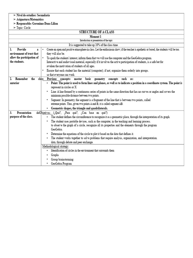Didactic Sequence of Circumference | PDF | Circle | Area