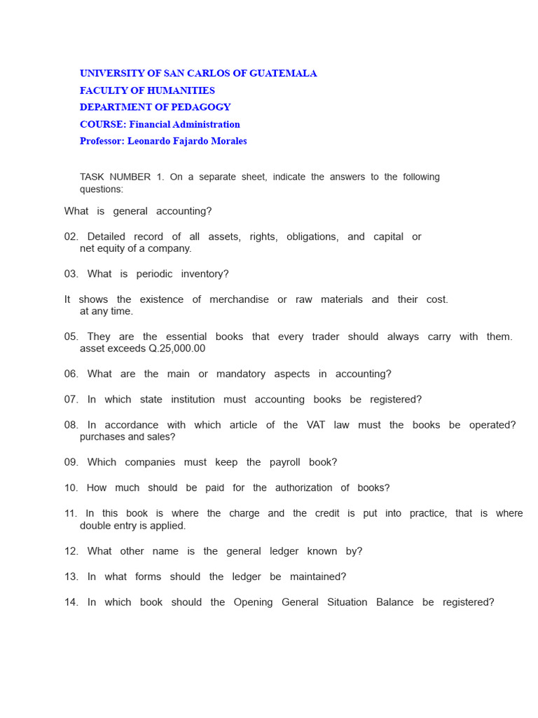 Accounting Tasks, Morning Financial Administration | PDF | Bookkeeping ...