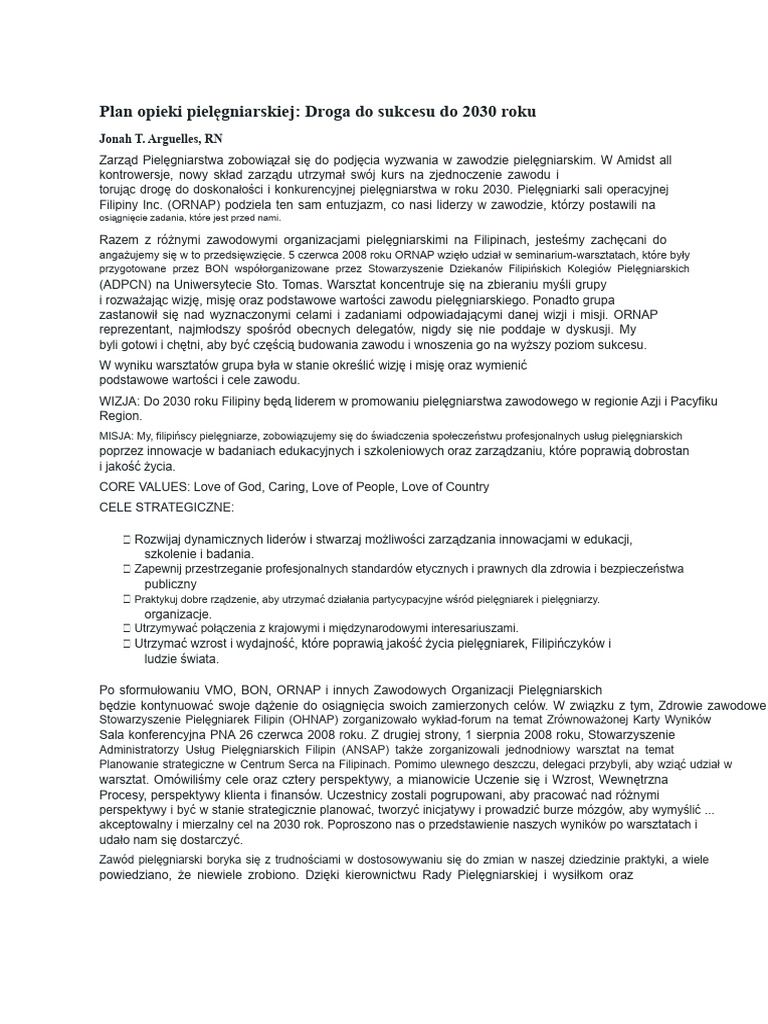 69041081-Pielęgniarstwo-Mapa Drogowa-2030 | PDF
