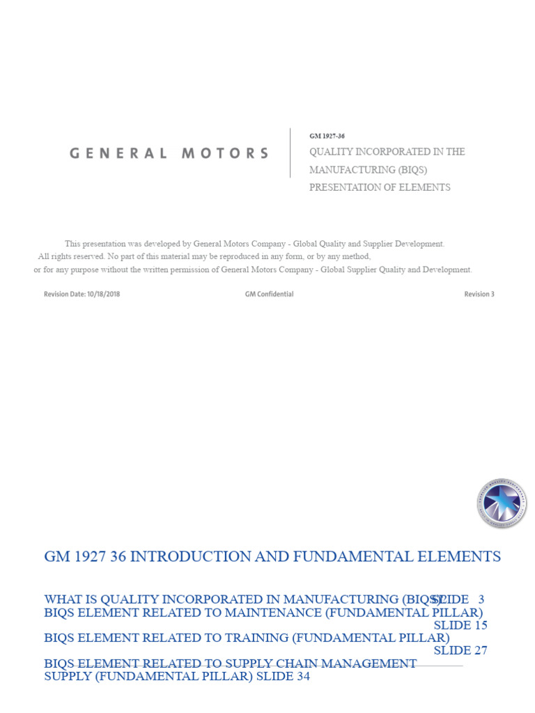 BIQS: Quality in Manufacturing Elements | PDF | Supply Chain ...