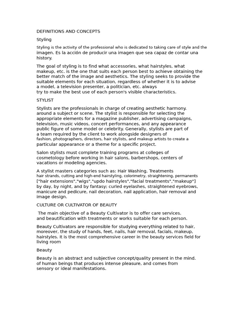 Definitions and Concepts of Stylistics | PDF | Hairstyle | Cosmetics