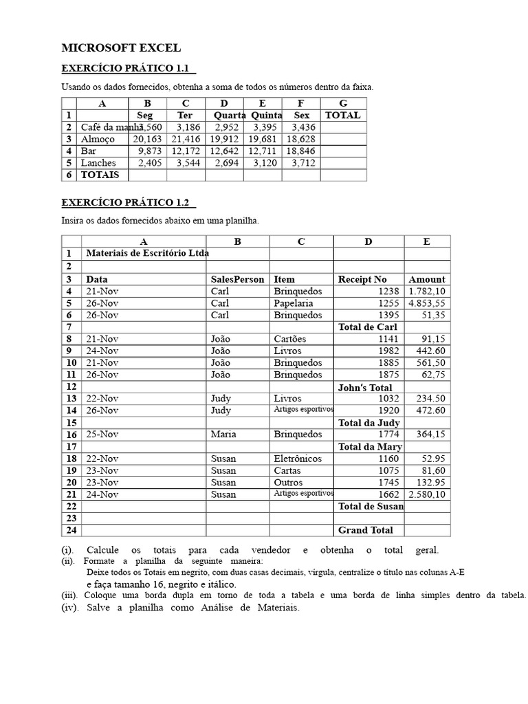Exercícios Práticos de Microsoft Excel | PDF | Juros | Impostos
