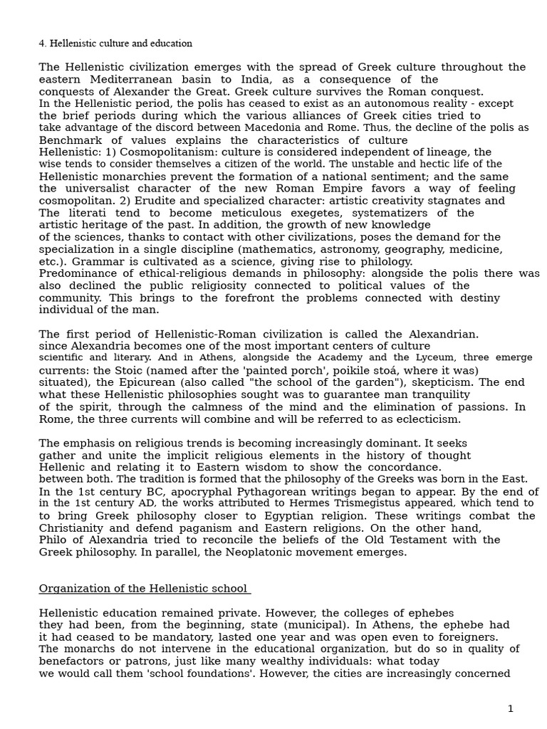 Hellenistic Culture and Education | PDF | Rhetoric | Hellenistic Period