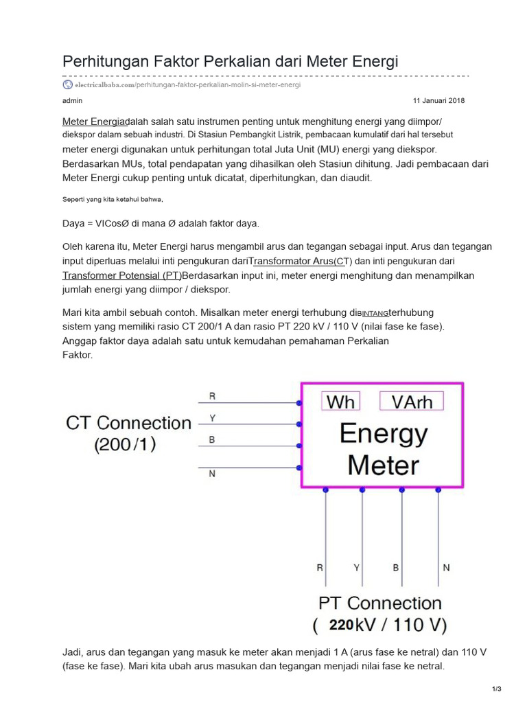 Perhitungan Faktor Perkalian Meter Energi | PDF