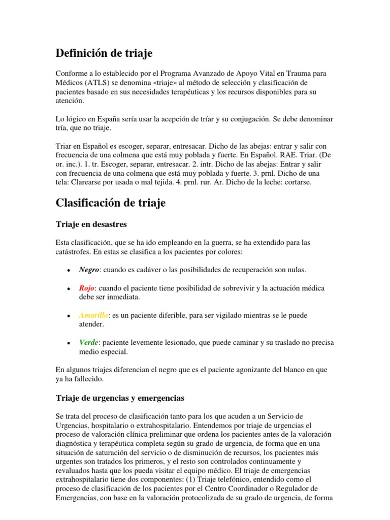 Definición de Triaje | PDF | Especialidades Medicas | Medicina