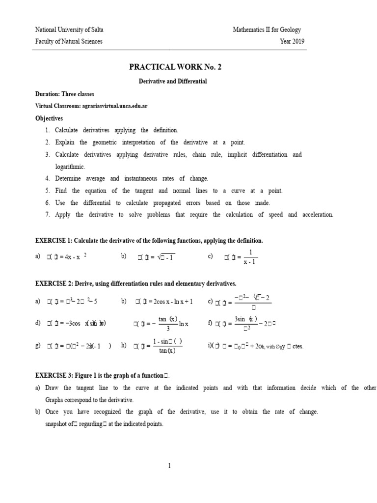 PRACTICAL WORK 02 Derivative and Differential | PDF | Derivative | Acceleration
