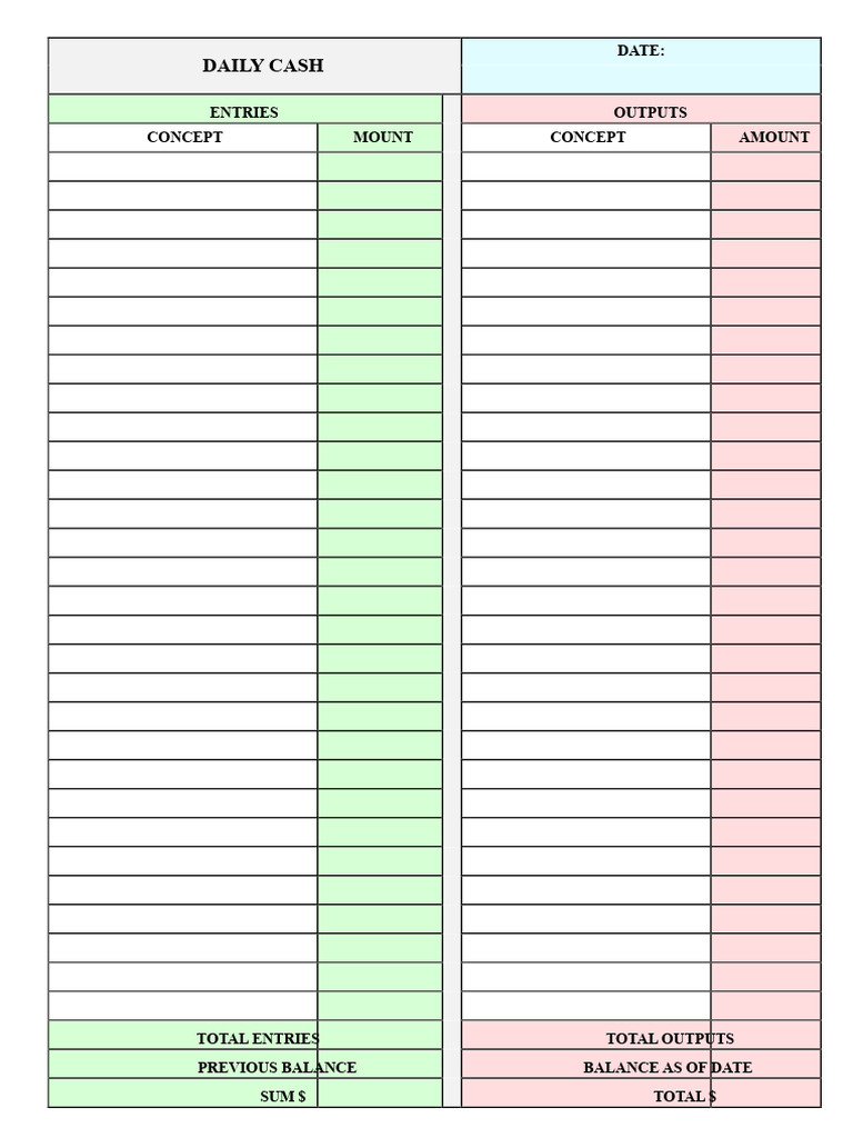 Daily Cash Report Roger PDF | PDF
