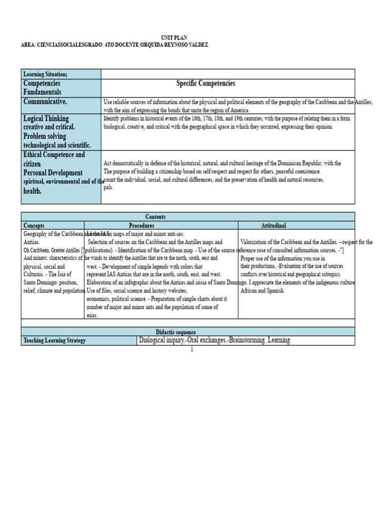 Caribbean Geography Unit Plan for 4th Grade | PDF | Caribbean ...