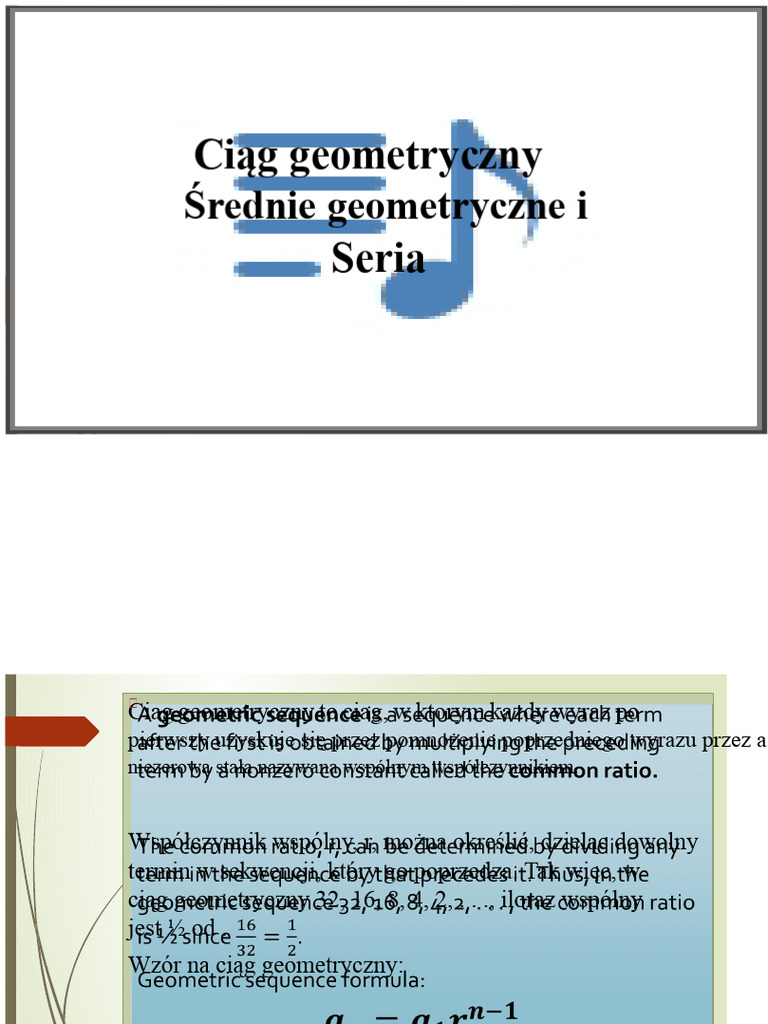 Ciąg_geometryczny^J_Średnie_geometryczne_i_szeregi.pptx | PDF