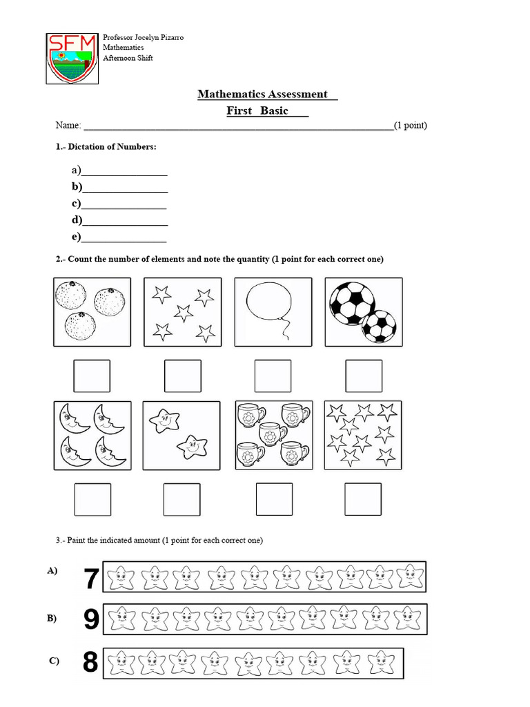 First Grade Math Test | PDF