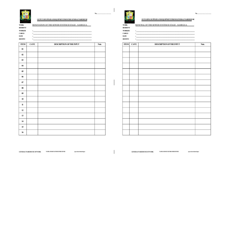 Warehouse Output Format | PDF