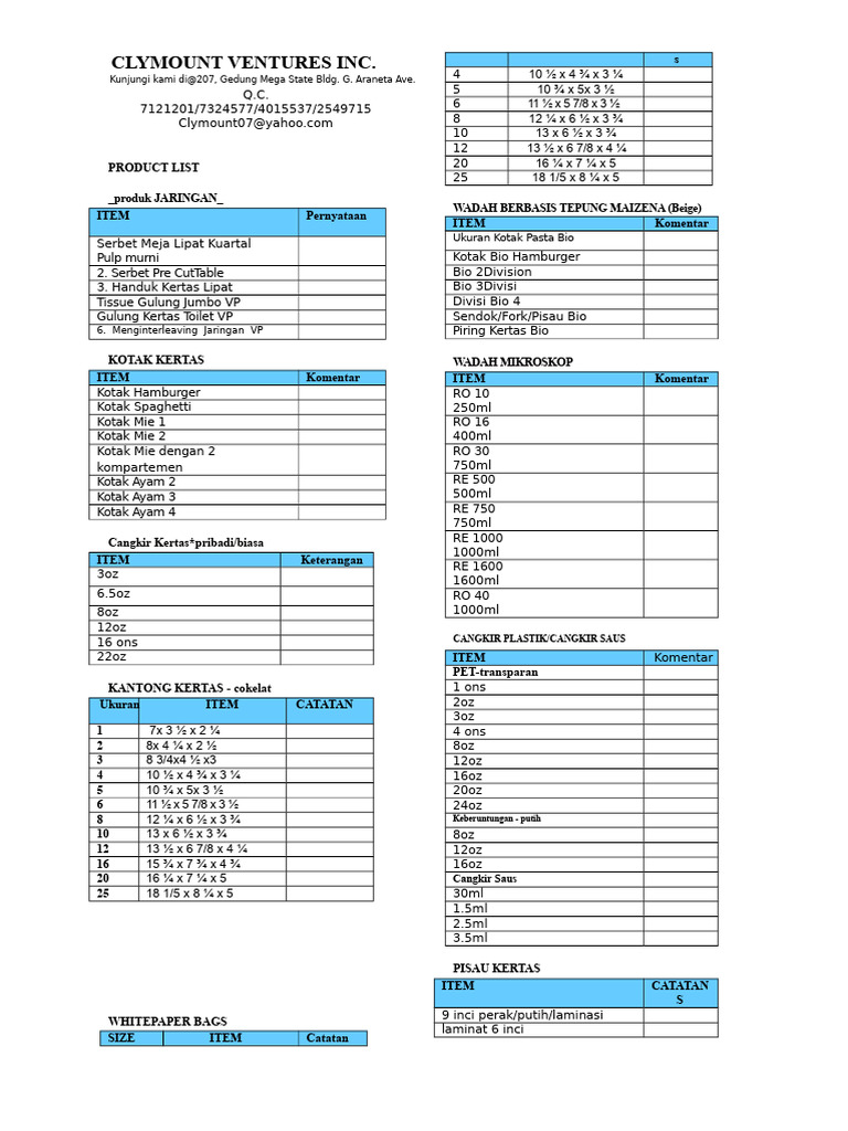 DAFTAR PRODUK CLYMOUNT.doc | PDF