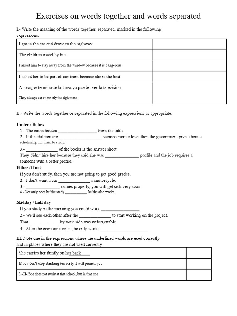 Words Together and Separated | PDF