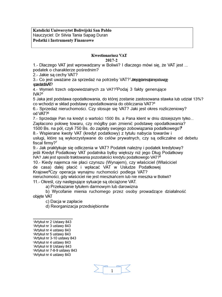 Kwestionariusz VAT 16 | PDF