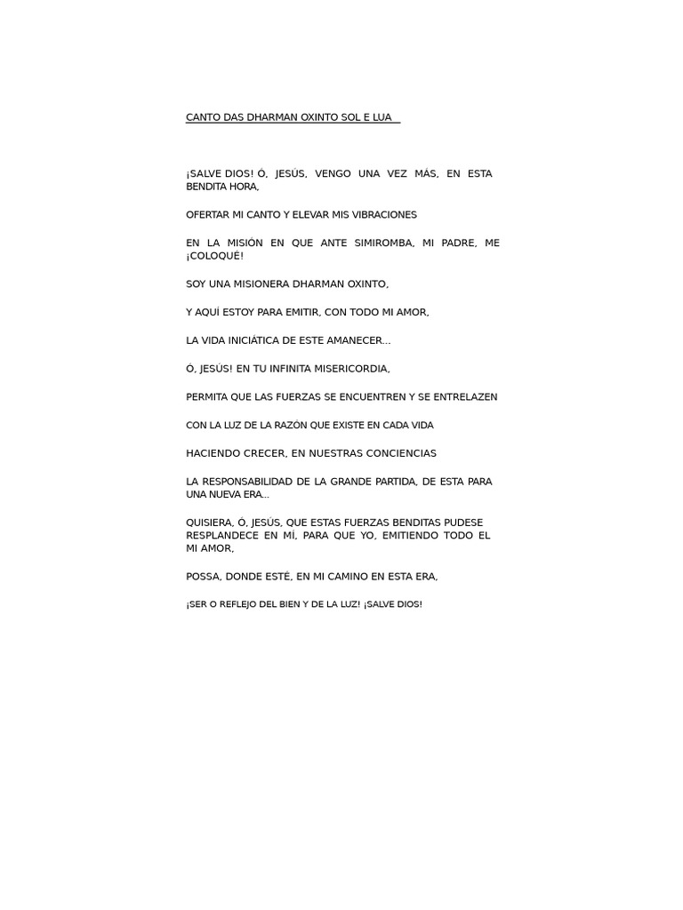 Canto de Las Dharman Oxinto Sol y Luna | PDF