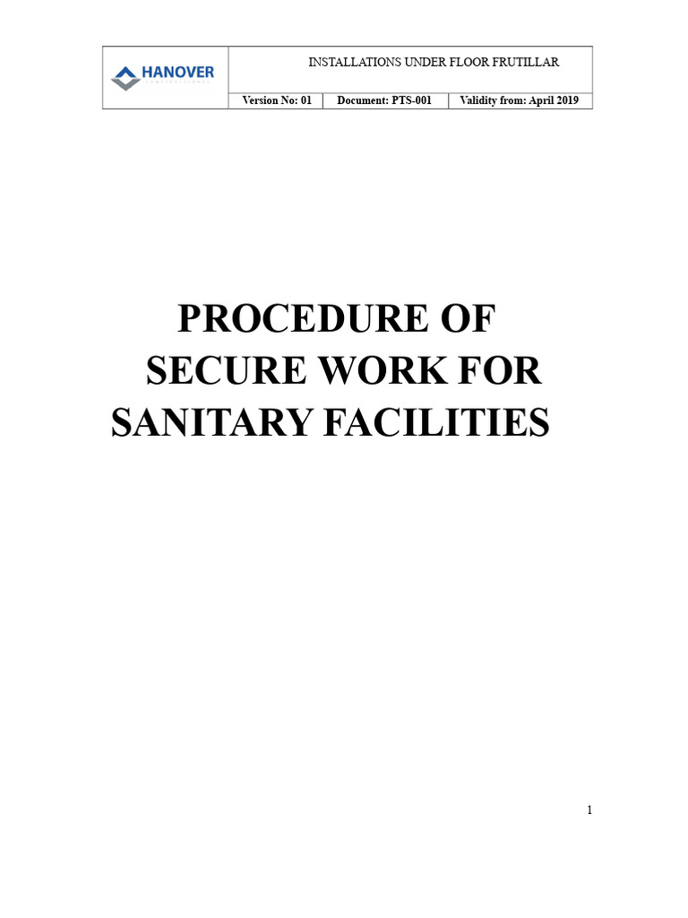 Safe Work Procedure For Sanitary Installations | PDF | Personal ...