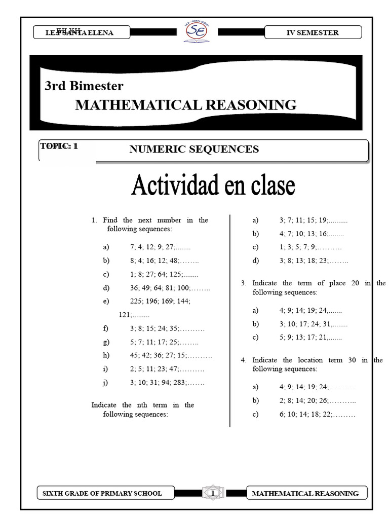 Mathematical Reasoning - 6th Grade - III Trimester - 2021 | PDF | Chess