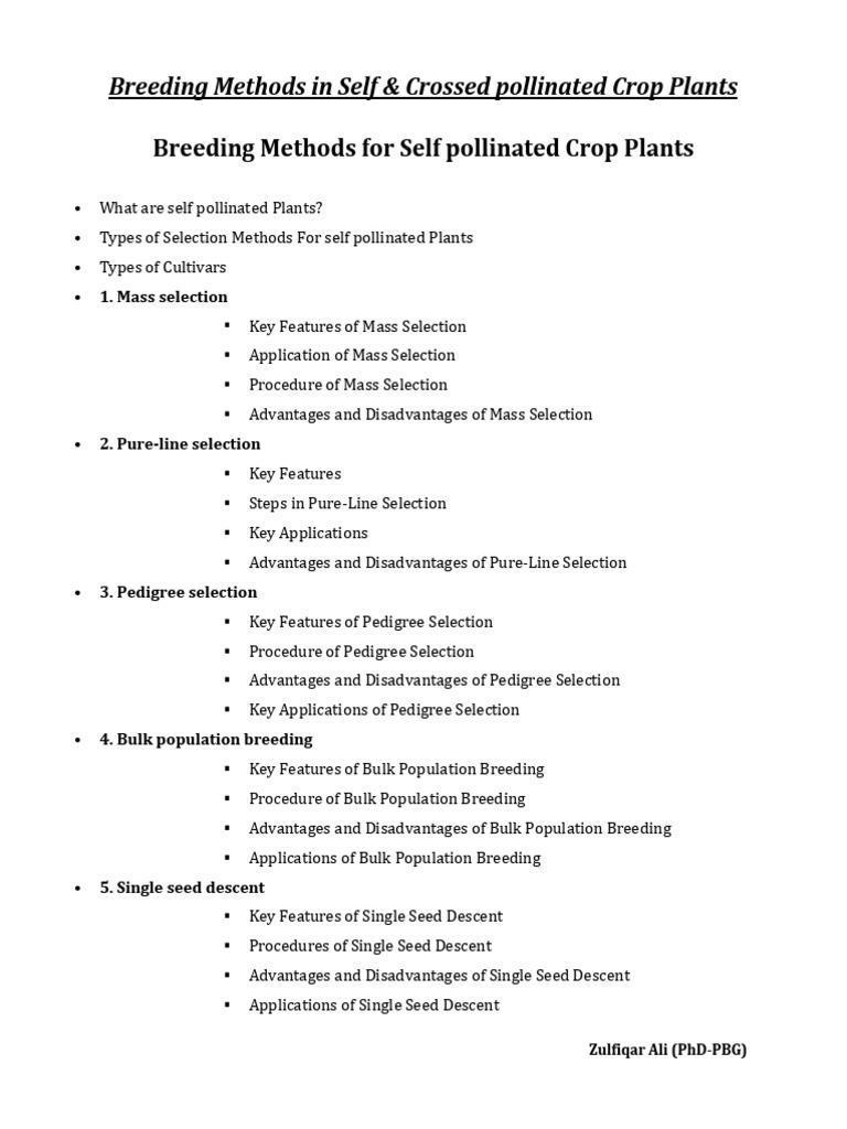 Breeding Methods in Field Crops | PDF | Plant Breeding | Natural Selection