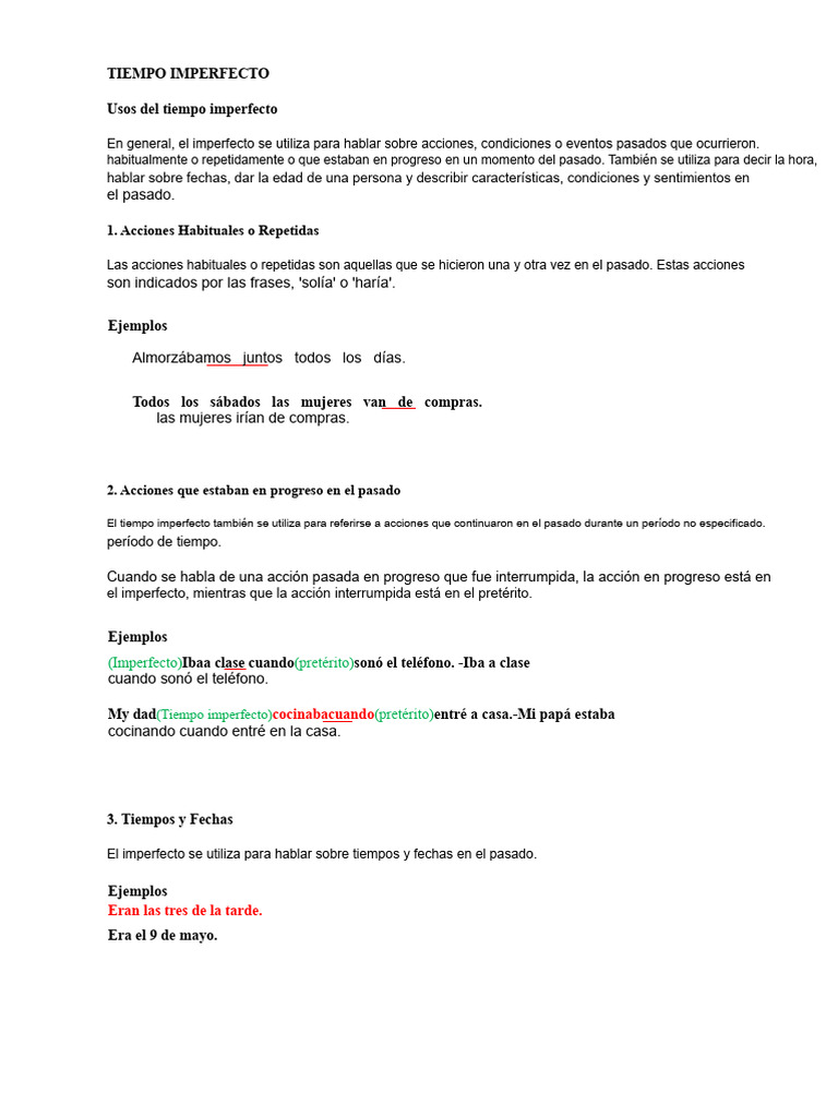 TIEMPO IMPERFECTO | PDF | Verbo | Lingüística