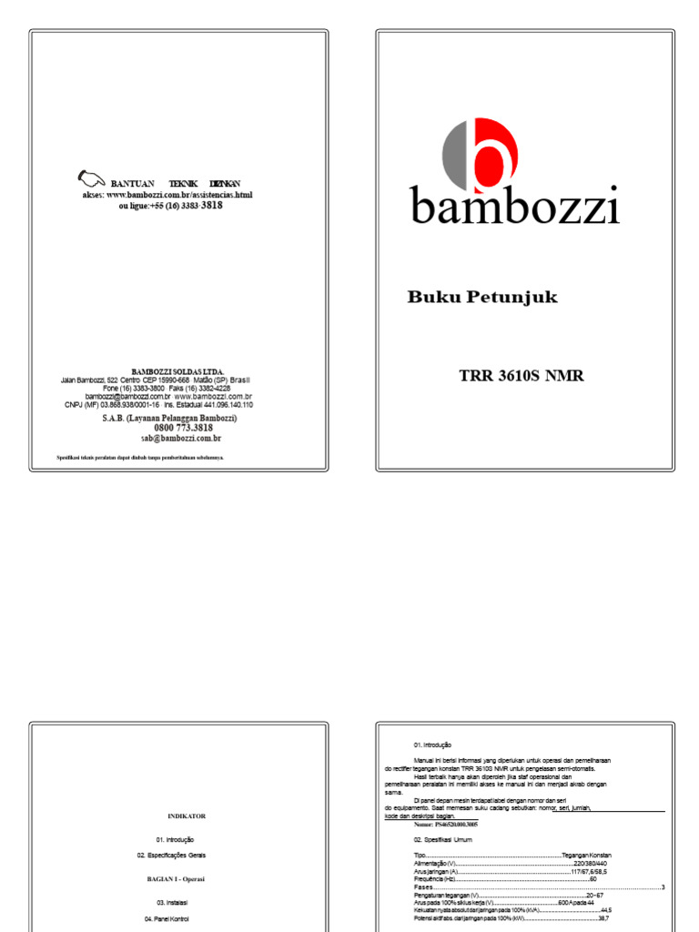 Panduan Operasi TRR 3610S NMR Bambozzi | PDF