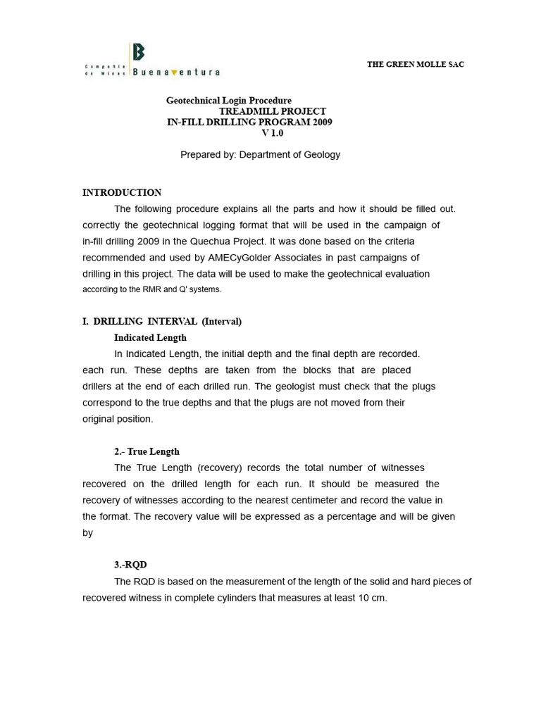 Geotechnical Logging Procedure | PDF | Weathering | Fault (Geology)