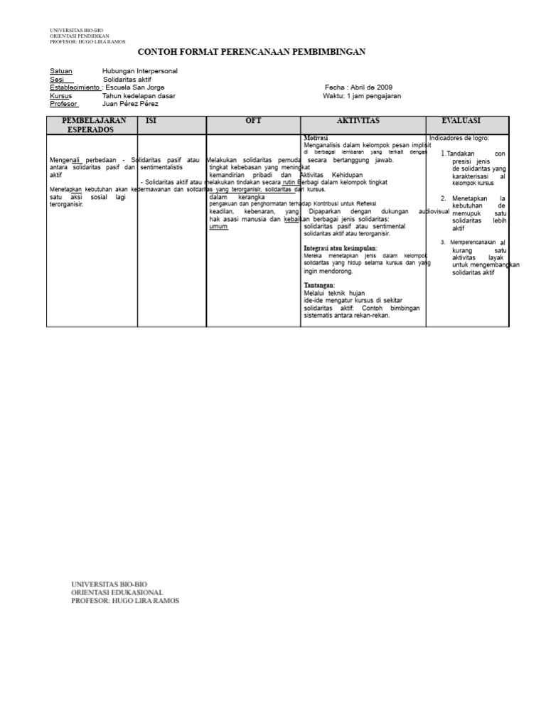 CONTOH FORMAT PERENCANAAN ORIENTASI | PDF