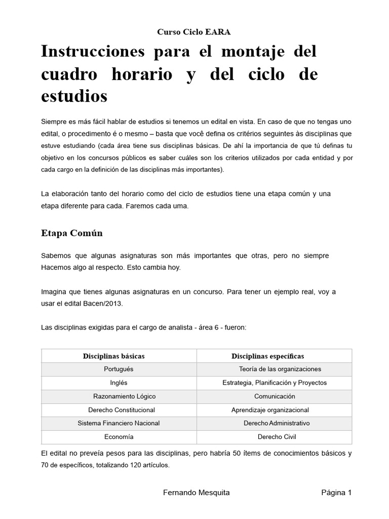 Montaje de Horario y Ciclo de Estudios | PDF | Microsoft Excel ...