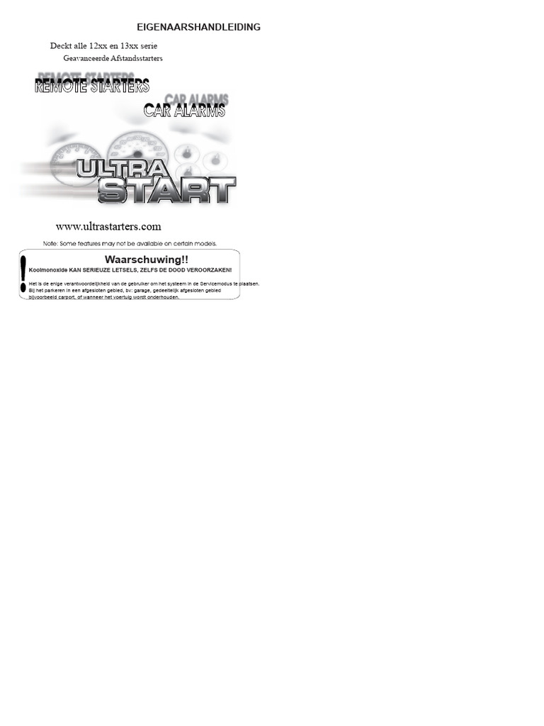 Ultra Start Eigenaarshandleiding | PDF