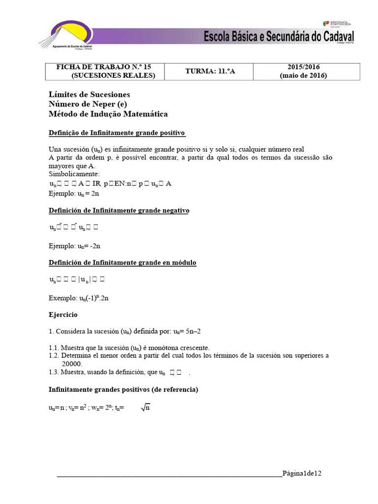 Sucesiones Reales: Definiciones y Ejercicios | PDF | Secuencia ...